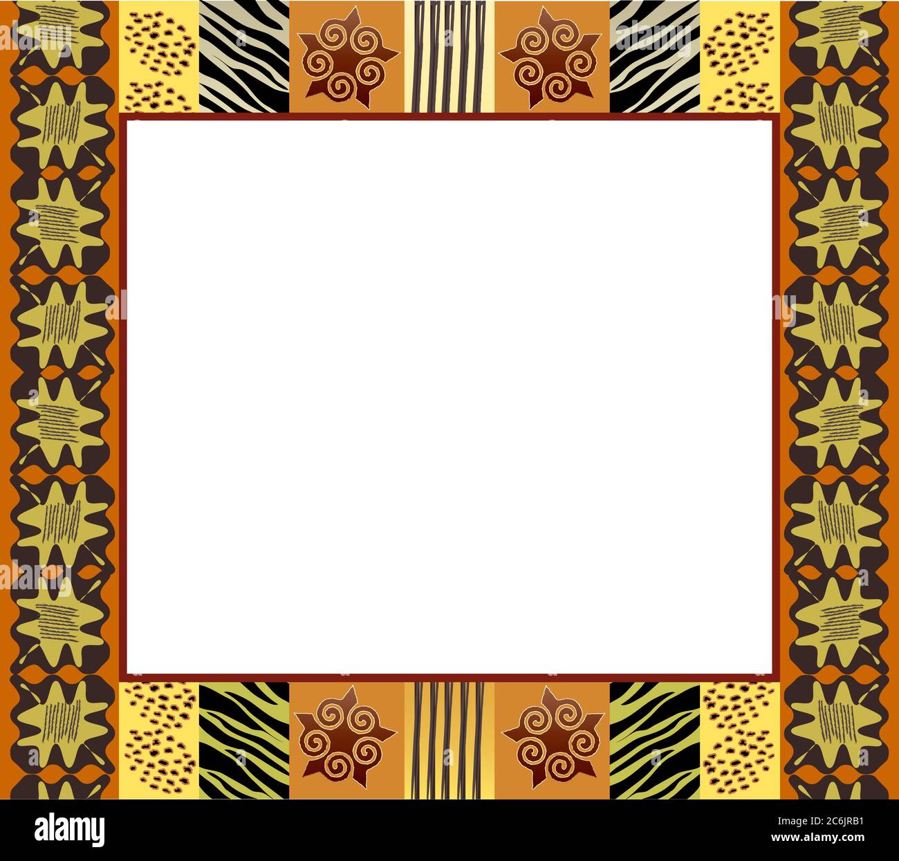 A vector illustration of an African style frame in earth tones. Space ...