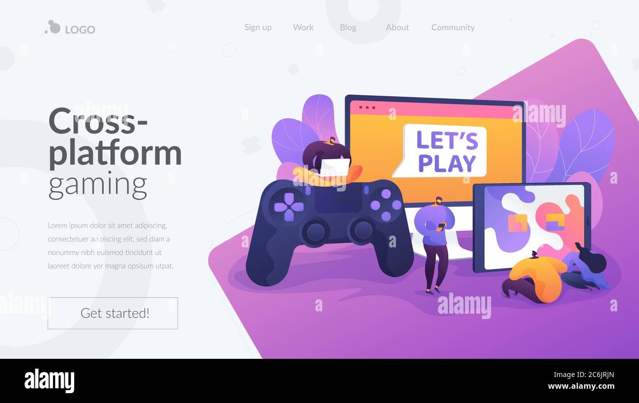 Cross-platform play landing page template Stock Vector Image & Art - Alamy