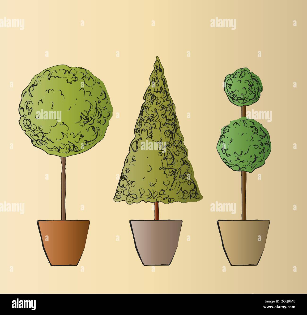 A vector illustration of tree standard trees. Sketch style Stock Vector ...