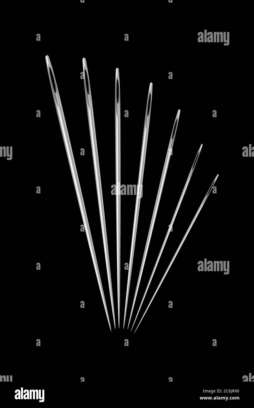 A vector illustration of different size needles isolated on black Stock ...