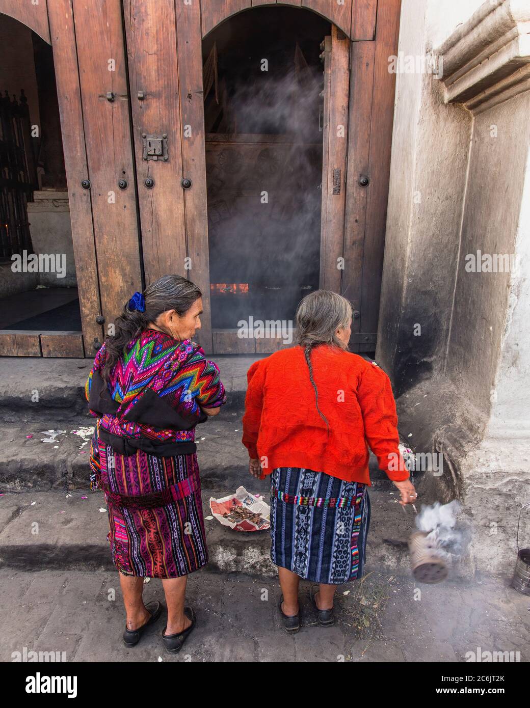 Guatemala, El Quiche Department, Chichicastenango, Two Quiche Mayan ...