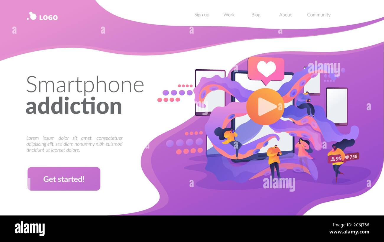 Smartphone addiction landing page template Stock Vector Image & Art - Alamy