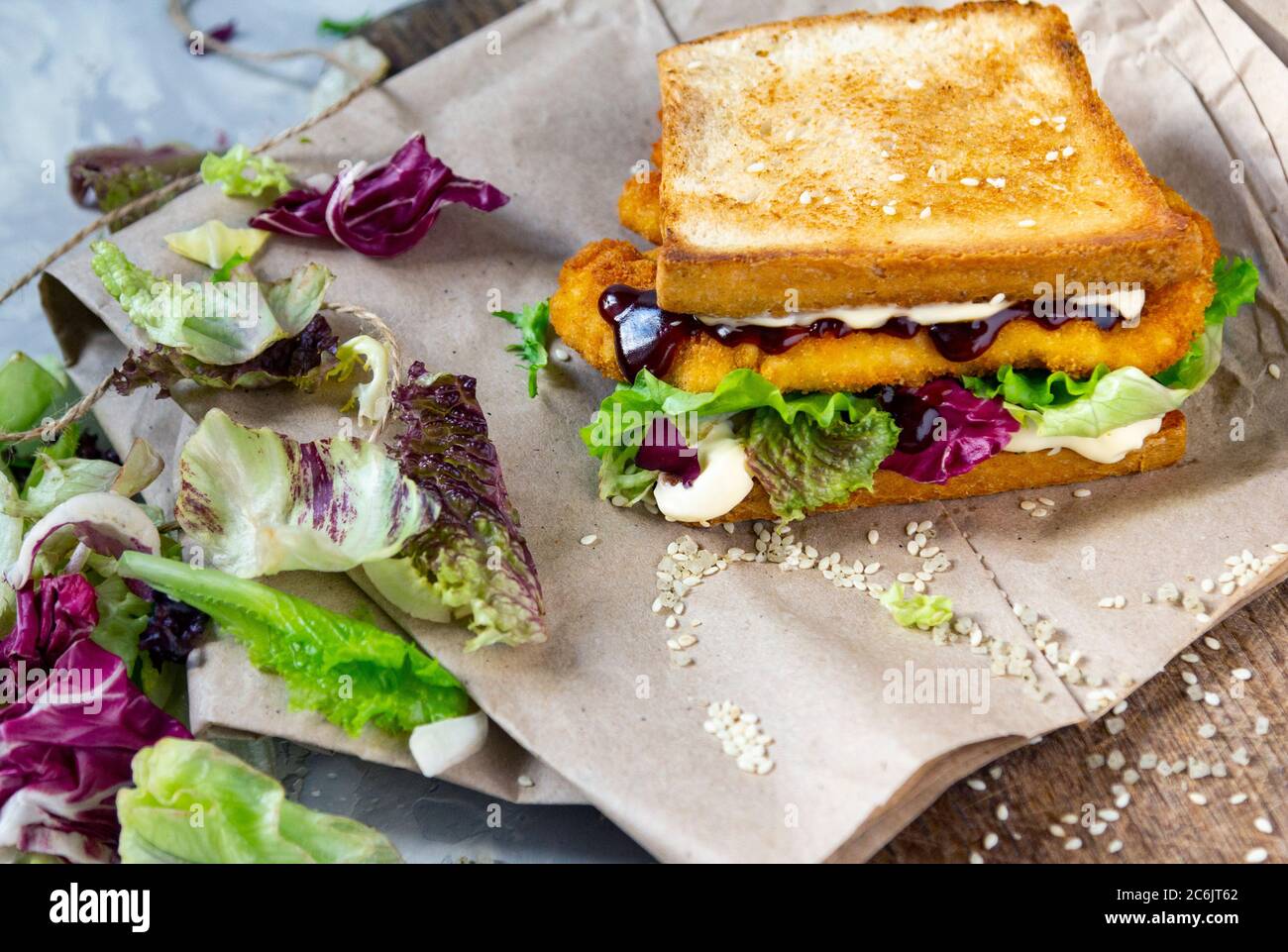japanese food style. Katsu Sando - food trend japanese sandwich with ...