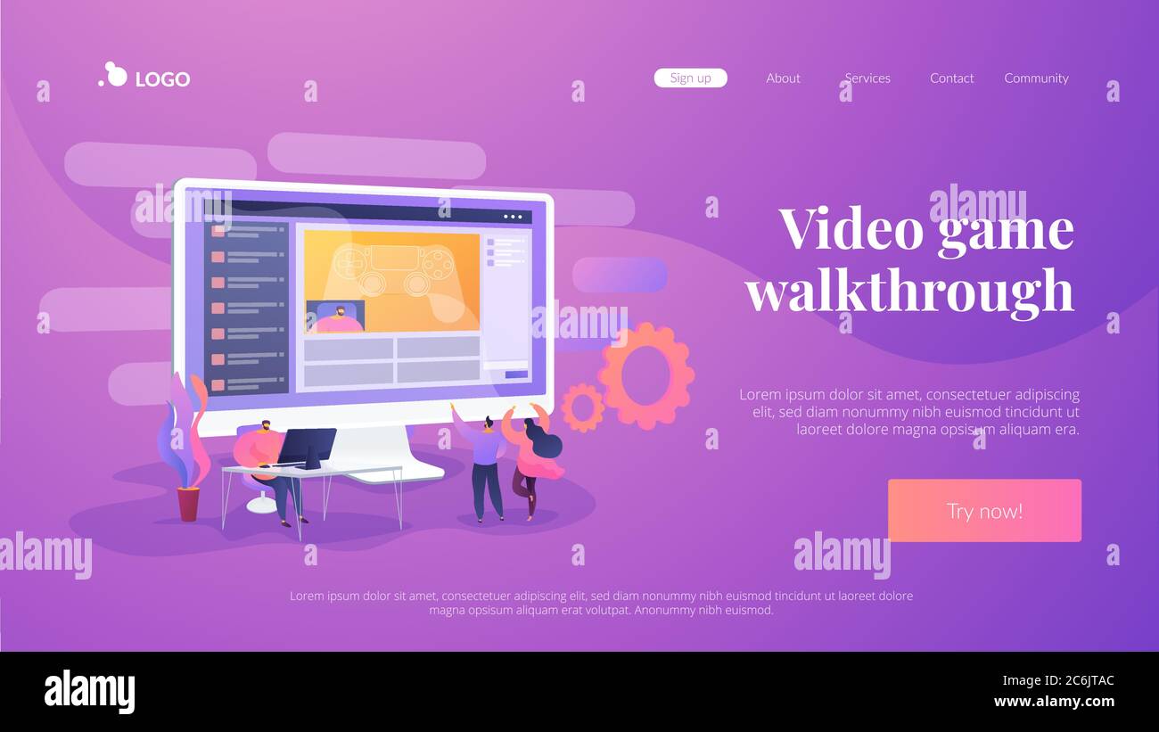 Video game walkthrough landing page template Stock Vector Image & Art ...