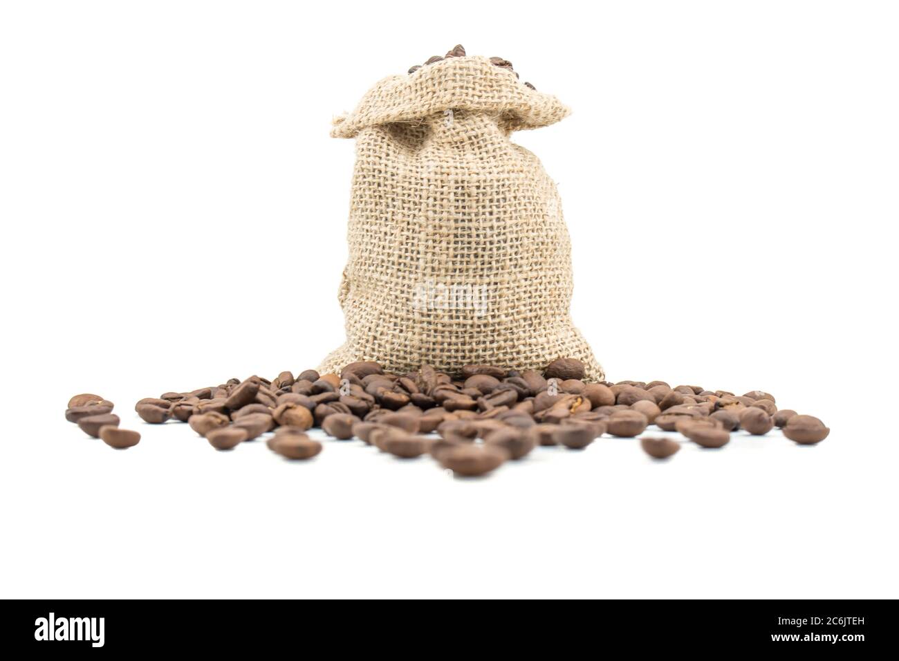 Coffee sack with beans. Isolated coffee bag on white background. Coffee ...