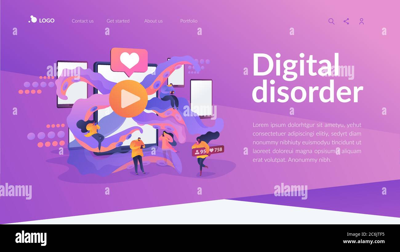 Smartphone addiction landing page template Stock Vector Image & Art - Alamy