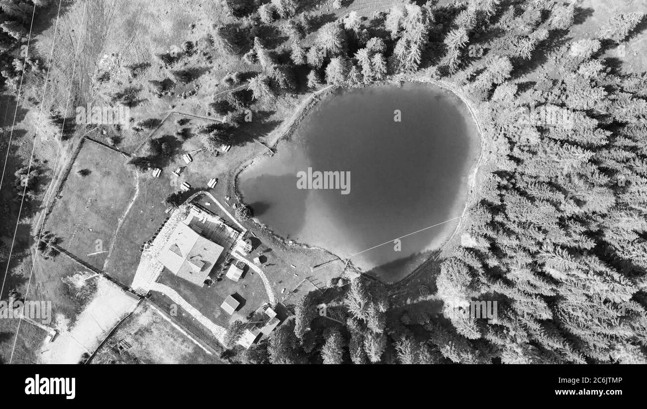 High aerial scenery view green Black and White Stock Photos & Images ...