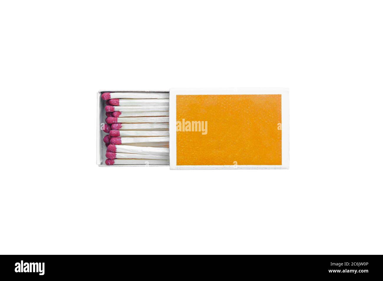 Box of matches isolated on white background. Top view of opened box ...