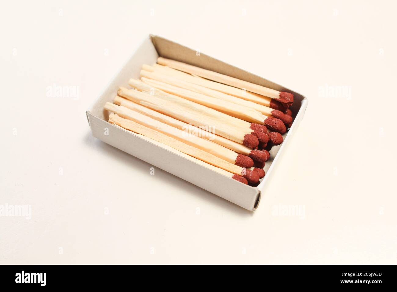 Box of matches isolated on white background. Top view of opened box ...