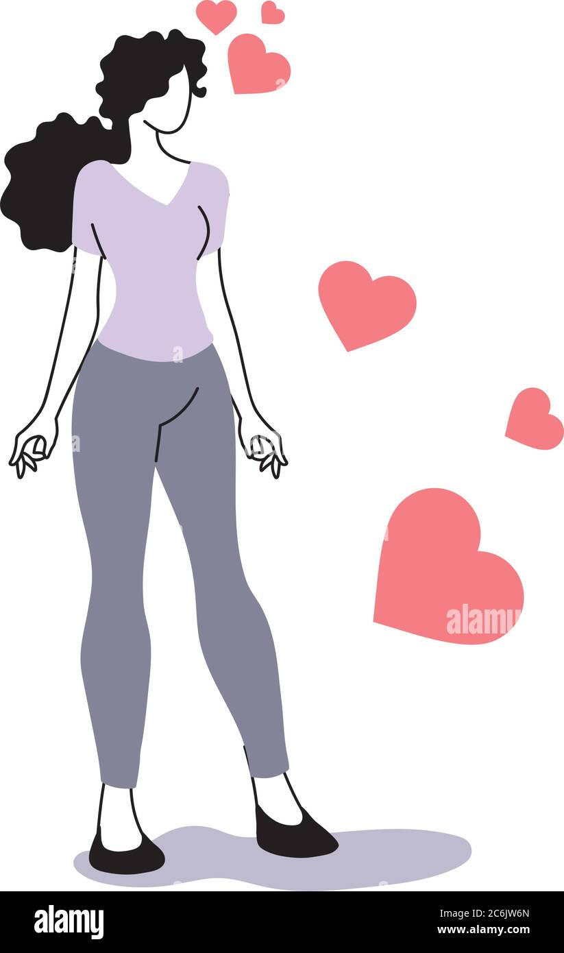 pretty and in love young woman vector illustration desing Stock Vector ...
