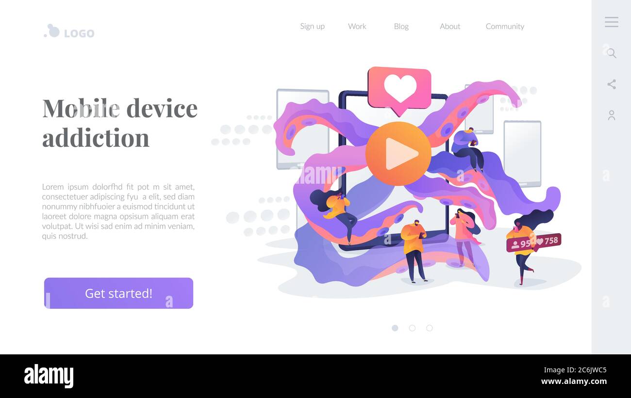 Smartphone addiction landing page template Stock Vector Image & Art - Alamy