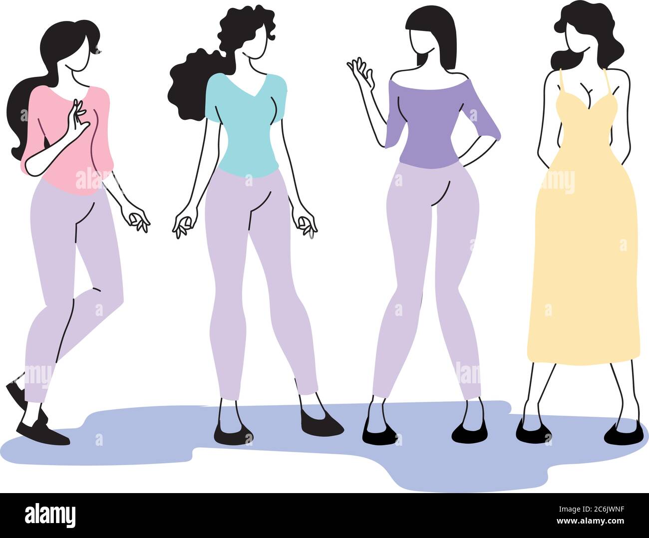 women happy with social life sharing vector illustration desing Stock ...