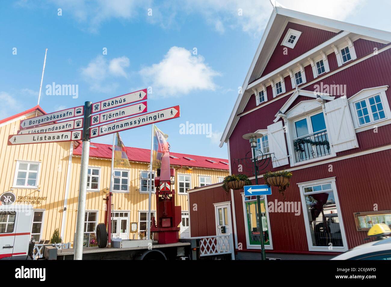 Street signs on downtown Reykjavik, Iceland, street Stock Photo - Alamy