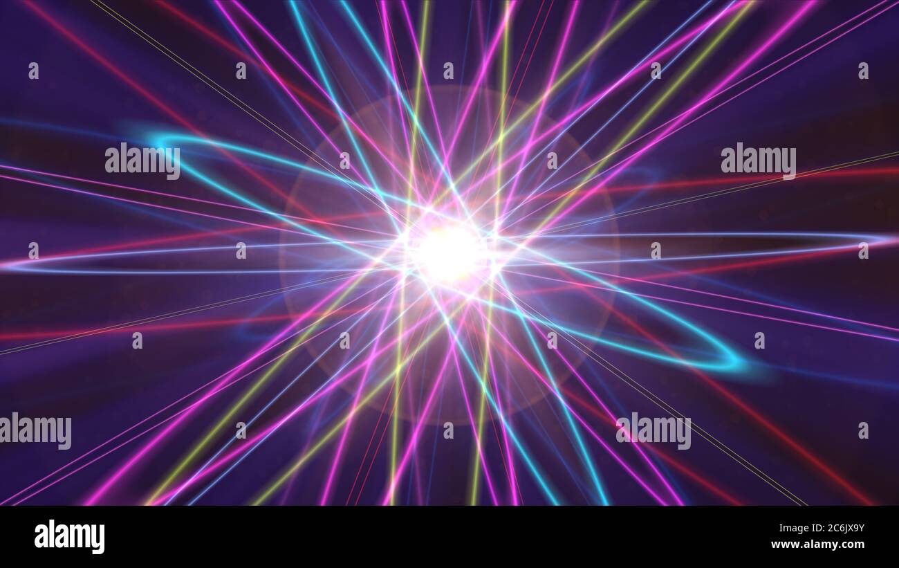 Glowing atom structure with light laser ring Stock Photo - Alamy
