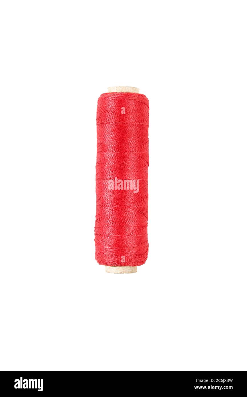 Red thread spool isolated on white background Stock Photo - Alamy