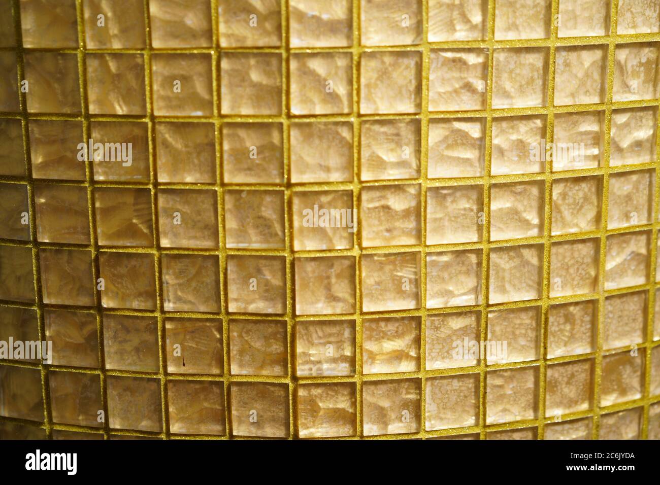 Yellow Glass checkered block. Golden glass or mosaic smalt with yellow ...