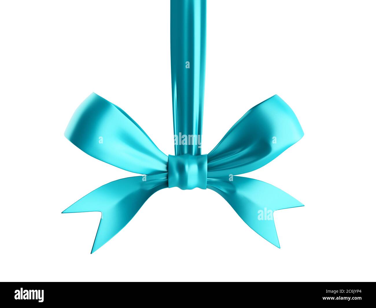 shiny blue ribbon and bow isolated on white background 3D rendering ...