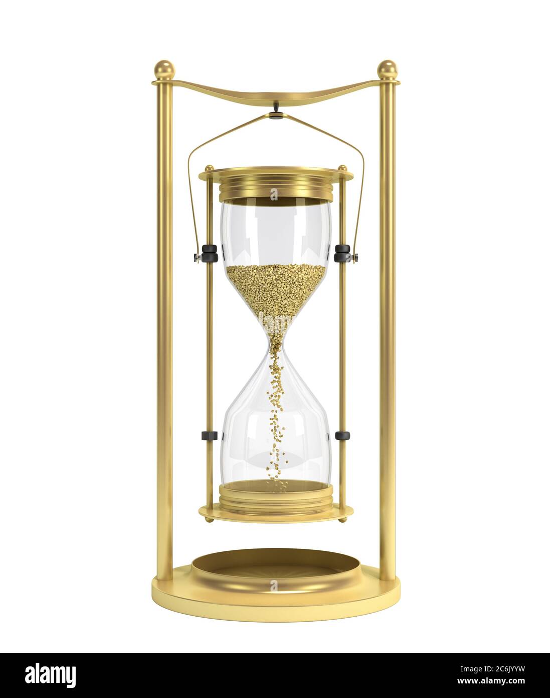 golden hourglass 3d render on white no shadow Stock Photo - Alamy