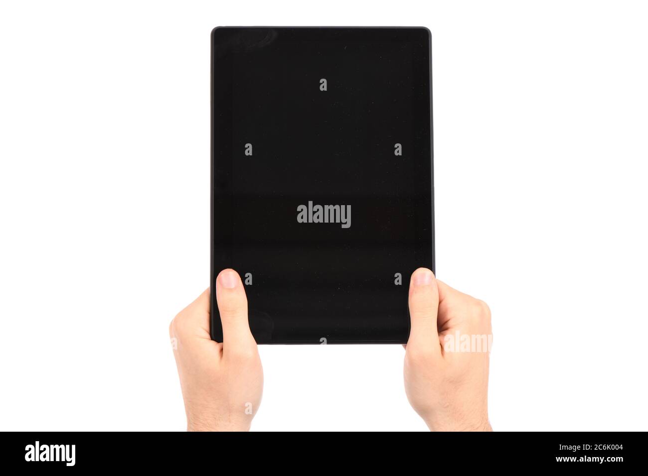 Hand holds tablet pc isolated on white background. High resolution ...