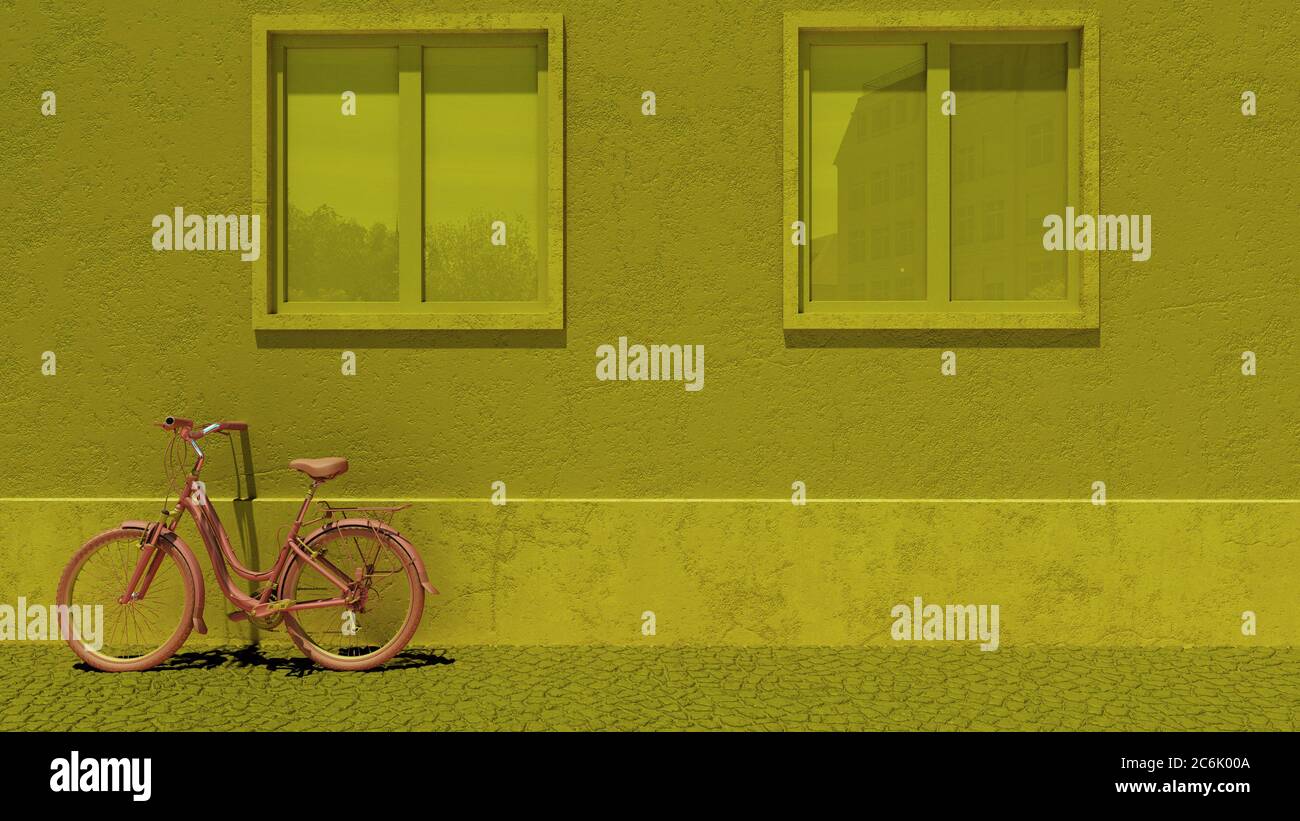 yellow street exterior scene 3d render image Stock Photo - Alamy