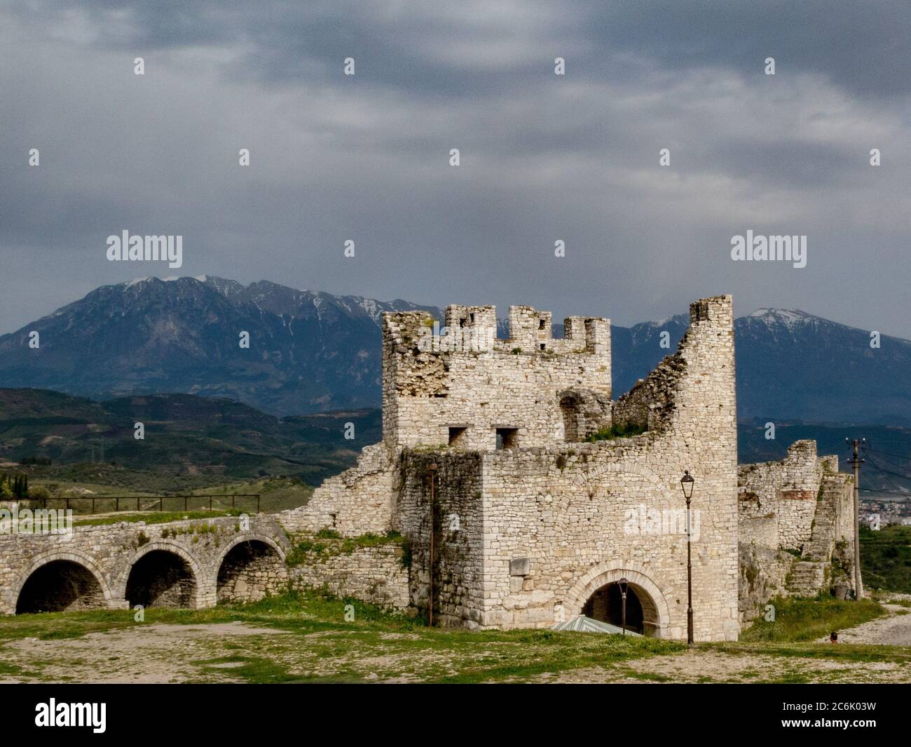 Berat Castle, Albania, historic Byzantine fortress ruins overlooking ...