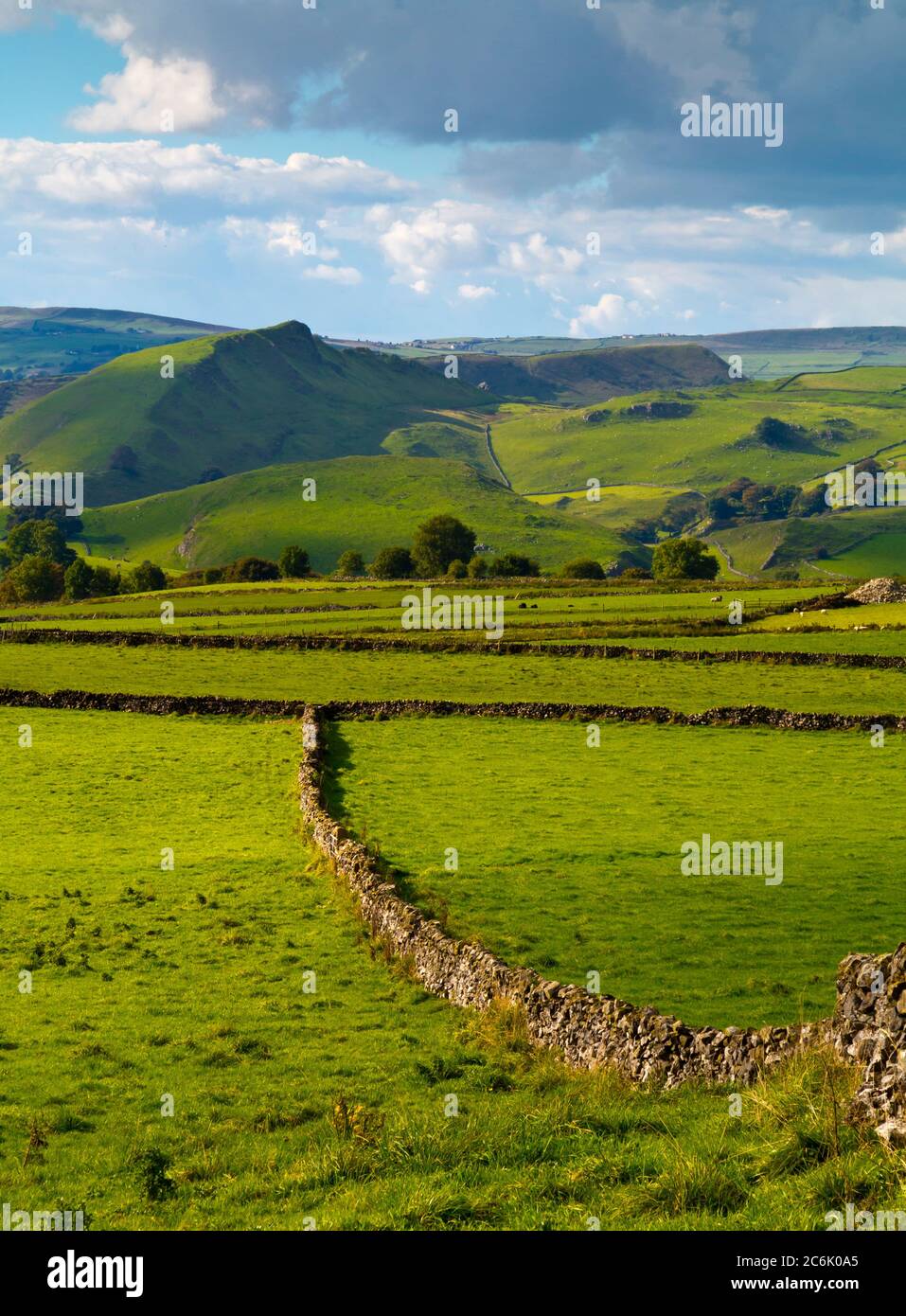 Typical Peak District landscape near Earl Sterndale Derbyshire England ...