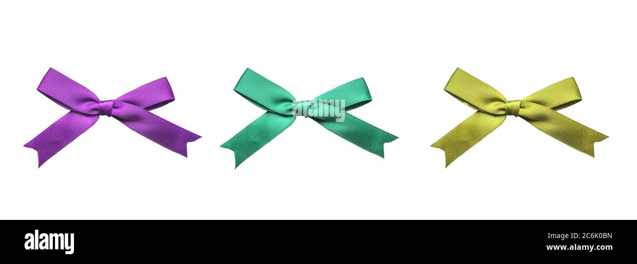 Ribbon bows of different colors isolated on white background Stock ...