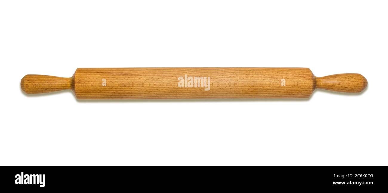 Wooden rolling pin isolated on white background Stock Photo - Alamy