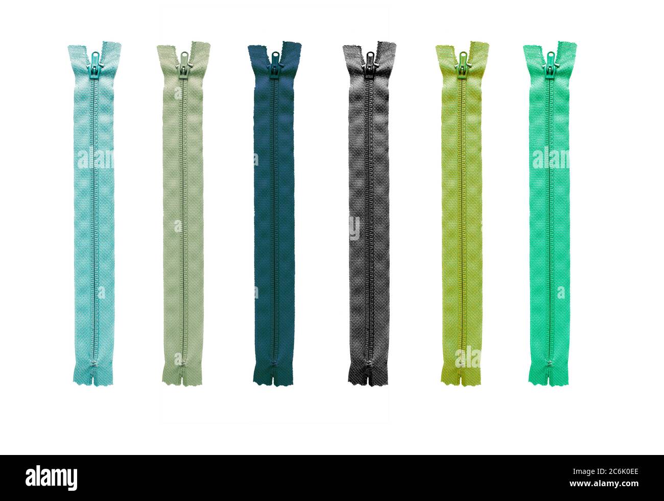 Set of zippers for clothes in different colors. Isolated on white ...