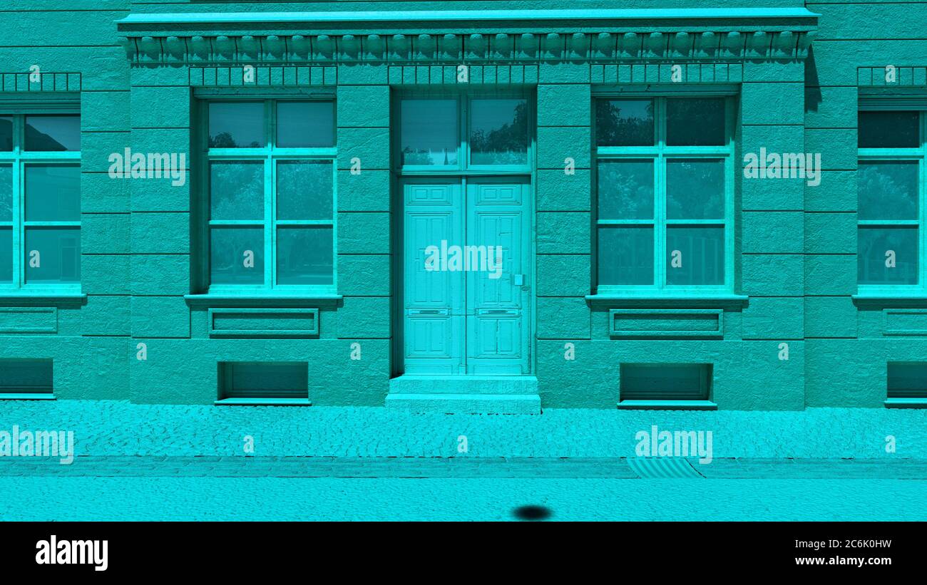 blue street exterior scene 3d render image Stock Photo - Alamy
