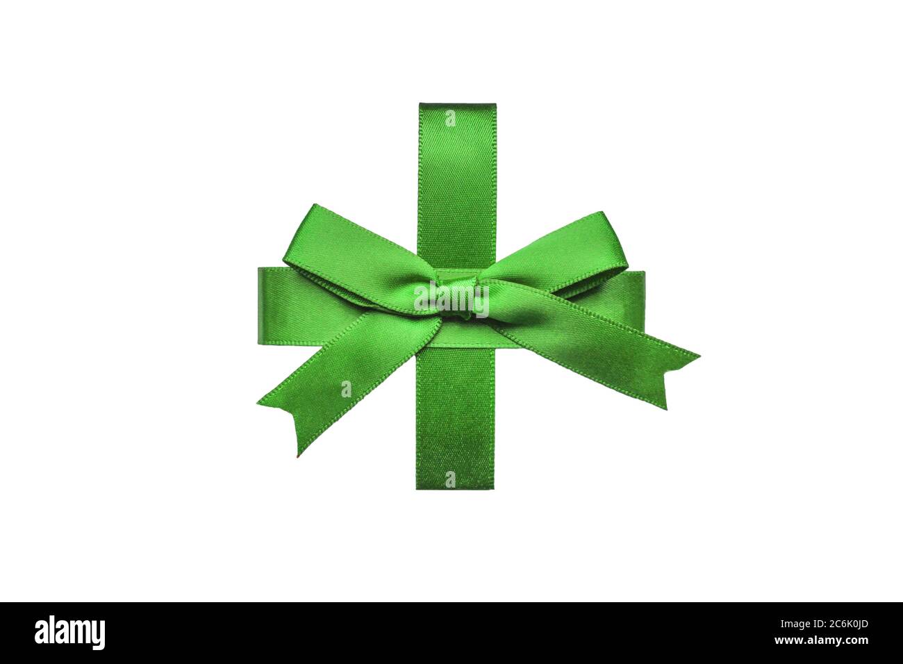 Green ribbon bow decoration isolated on white background Stock Photo ...