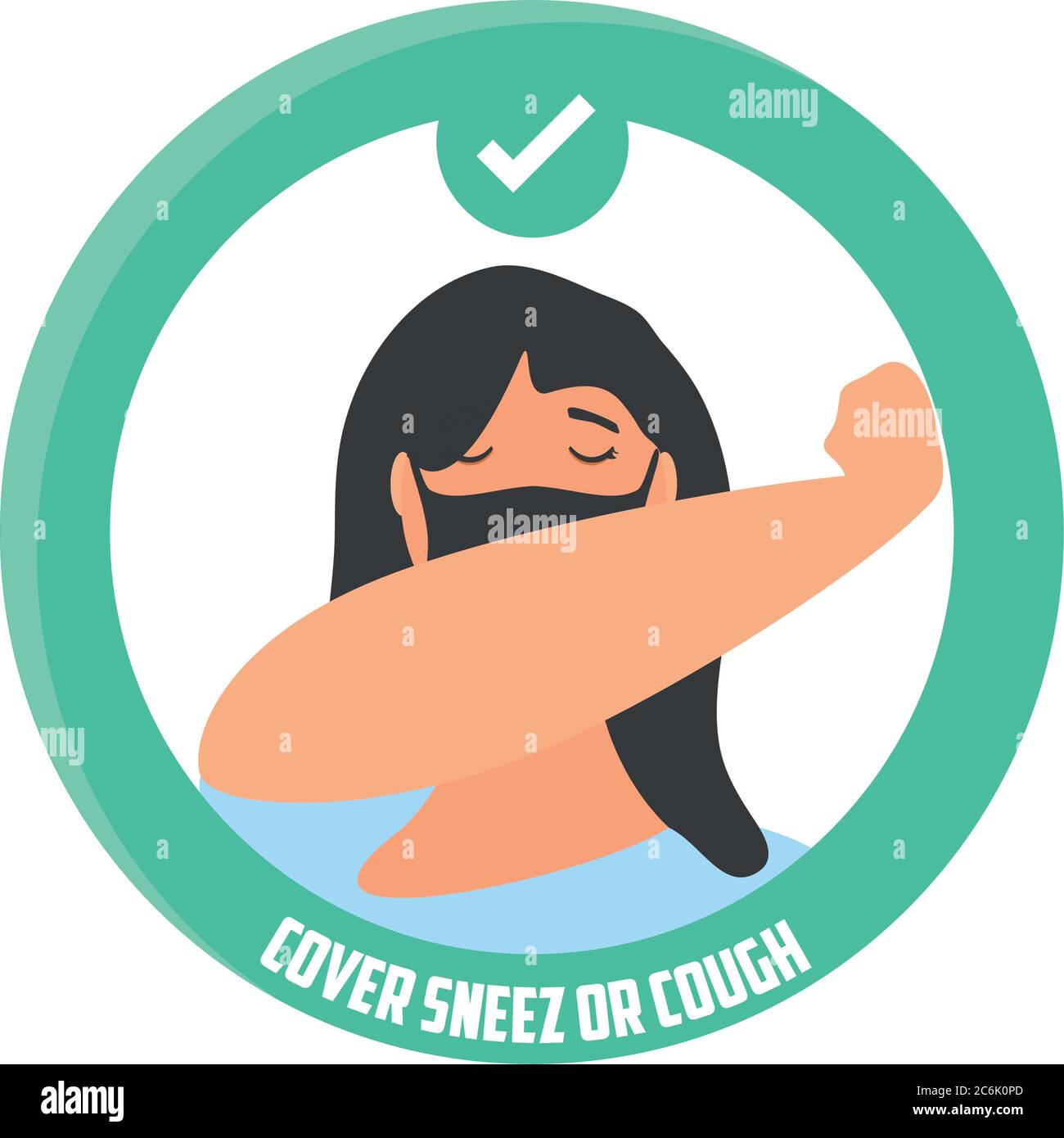 cover sneeze or cough, use of protective face mask vector illustration ...