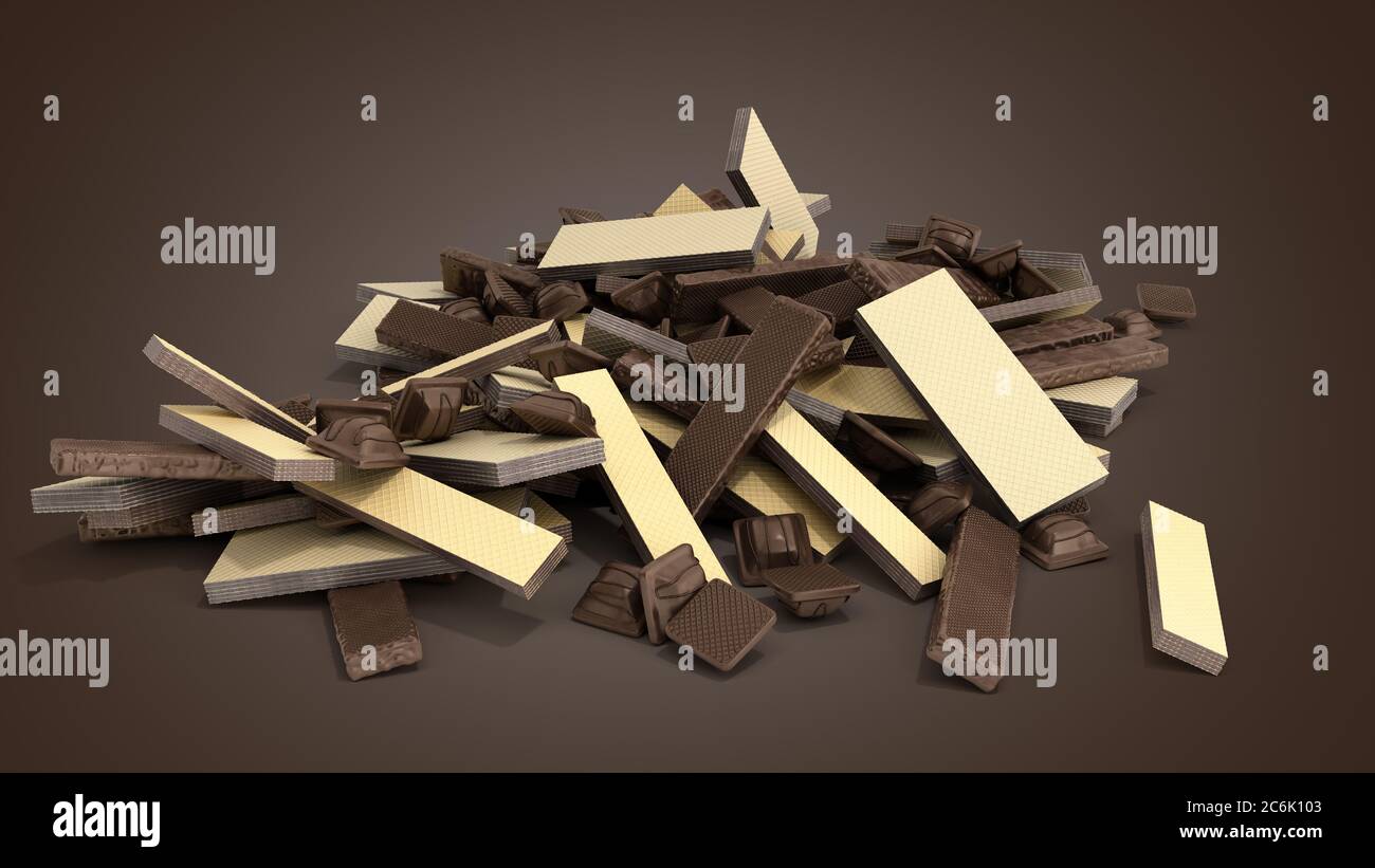 wafer candies and wafer biscuits 3d render on color gradient Stock ...