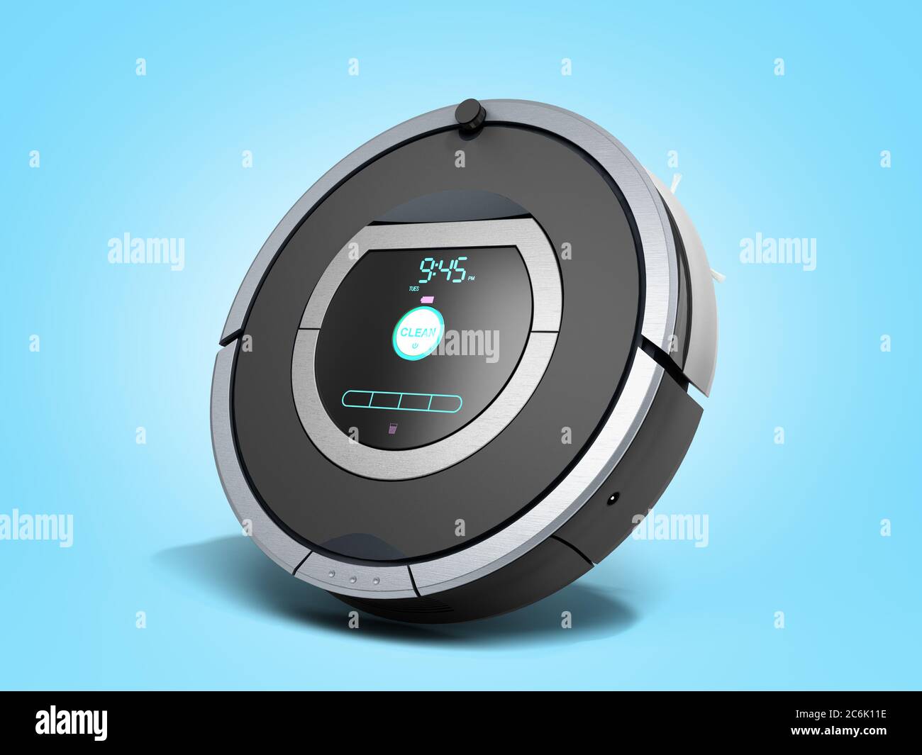 smart robotic vacuum cleaner 3d render on blue Stock Photo - Alamy