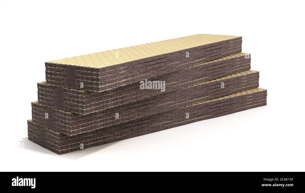 Four rectangle shape wafer biscuits 3d render on white Stock Photo - Alamy