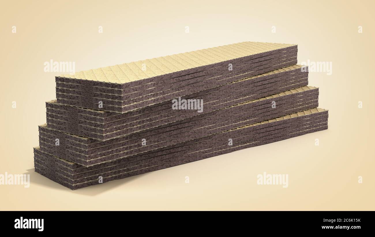 Four rectangle shape wafer biscuits 3d render on color gradient Stock ...