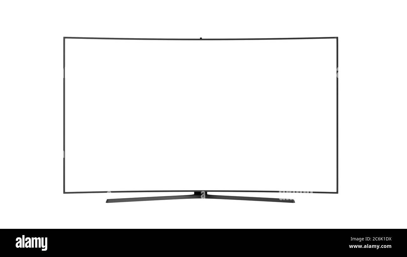 curved empty screen fuhd tv 3d render on white no shadow Stock Photo ...