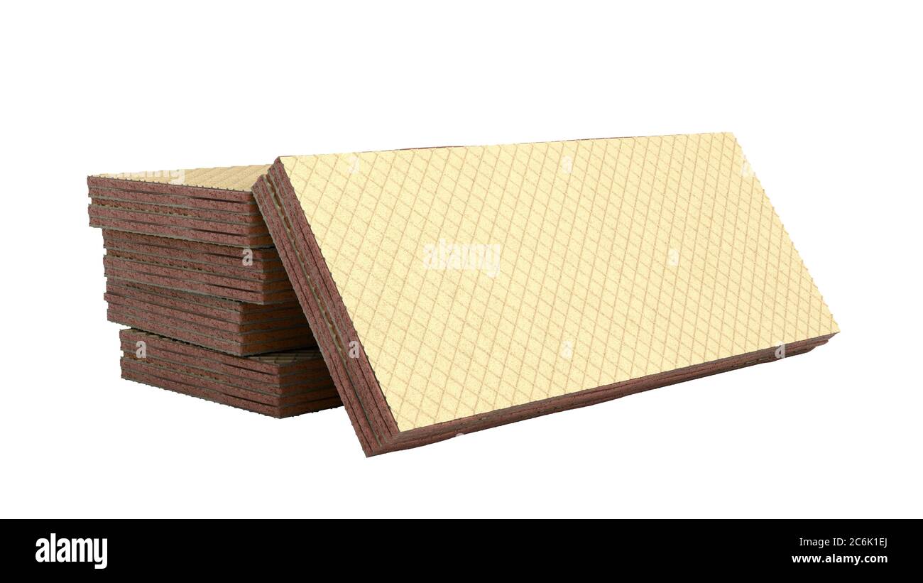 Four rectangle shape wafer biscuits 3d render on white no shadow Stock ...