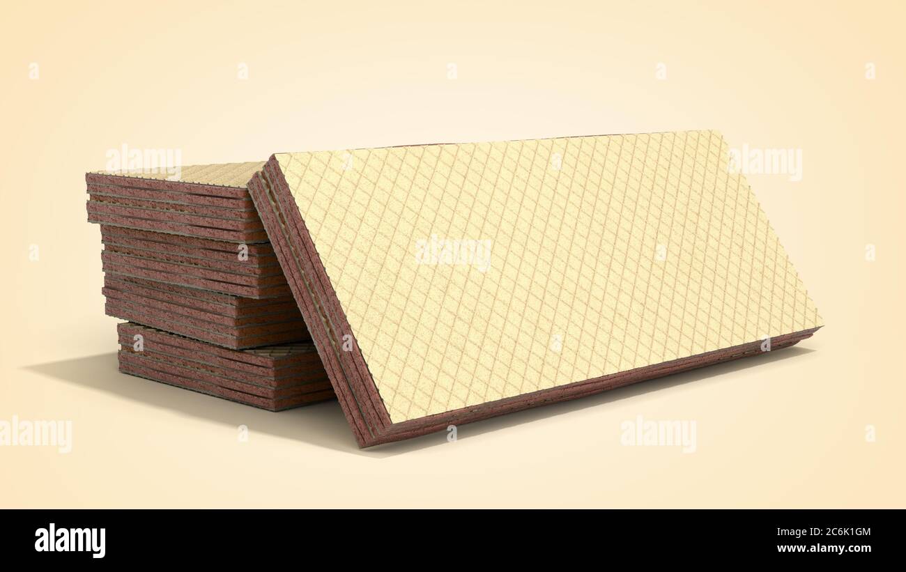 Four rectangle shape wafer biscuits 3d render on color gradient Stock ...
