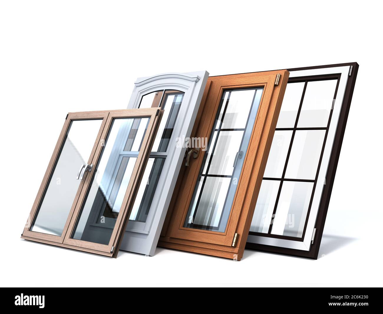 Different tipes of window sale promotion background 3d render on white ...