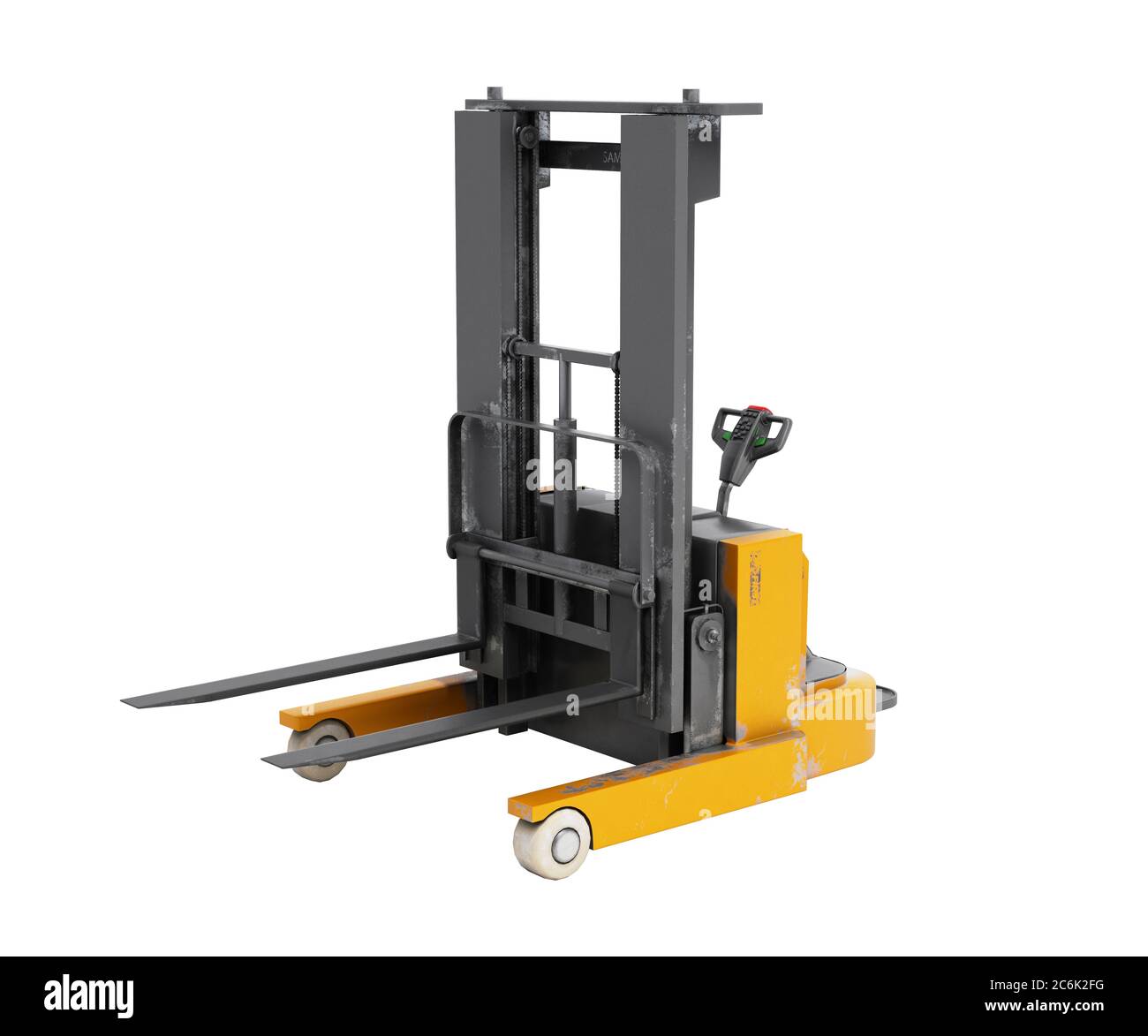 Forklift loader 3D render on white background no shadow Stock Photo - Alamy
