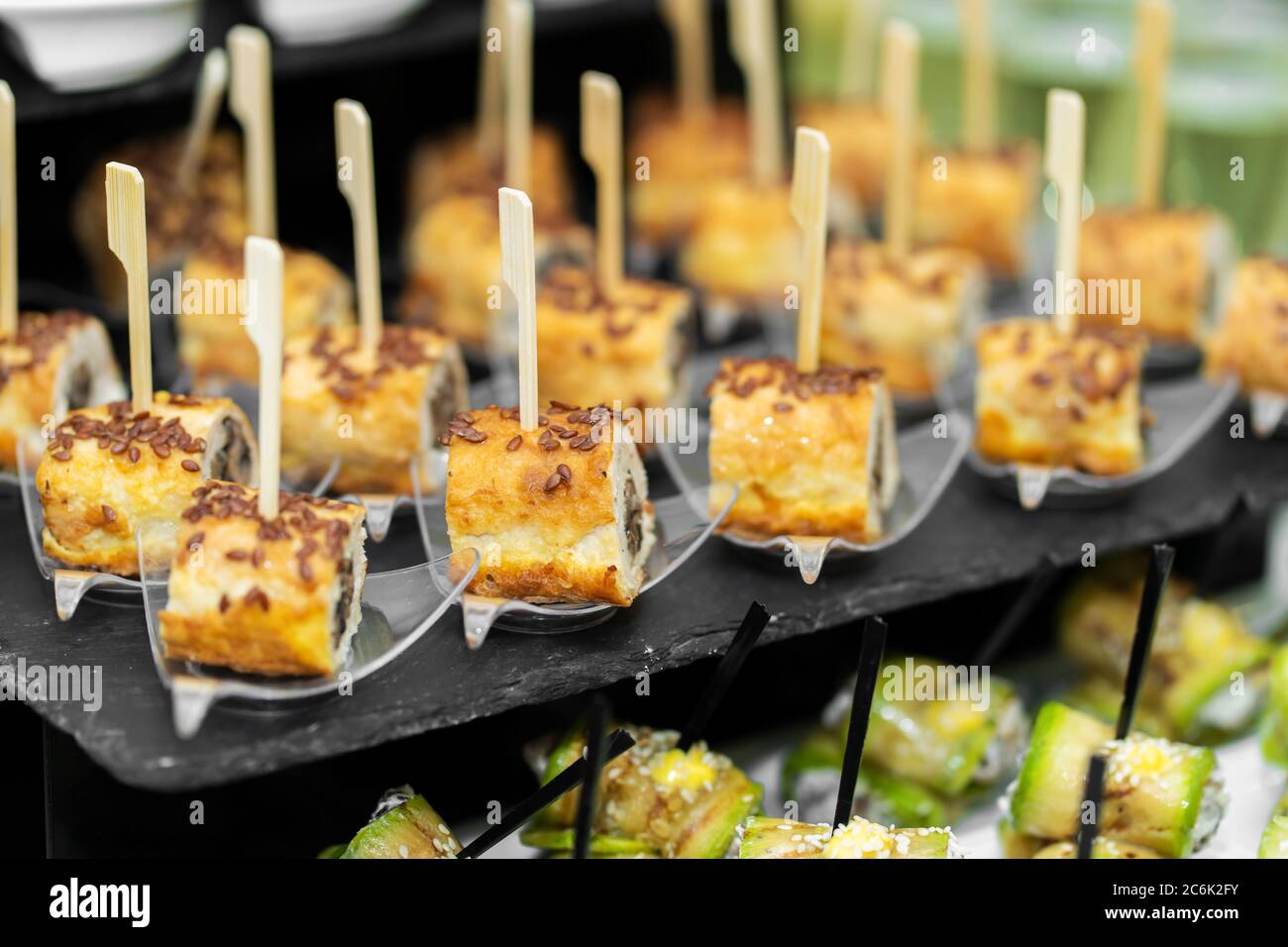 Festive buffet table with many snacks and appetizers Stock Photo - Alamy