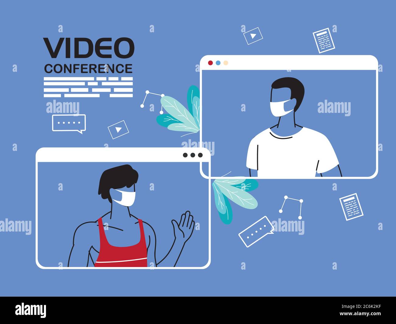 Business meeting social distance masks Stock Vector Images - Alamy