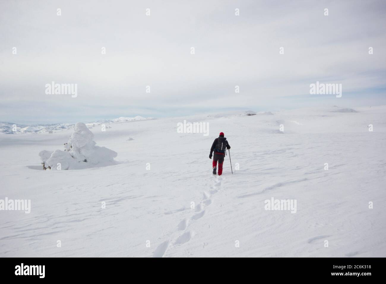 climber man walking in the snow Stock Photo - Alamy