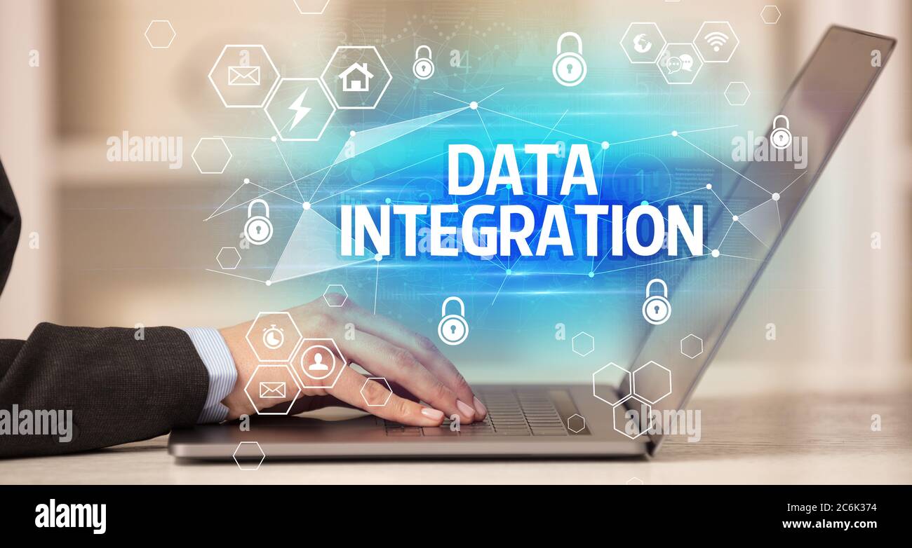 DATA INTEGRATION inscription on laptop, internet security and data ...
