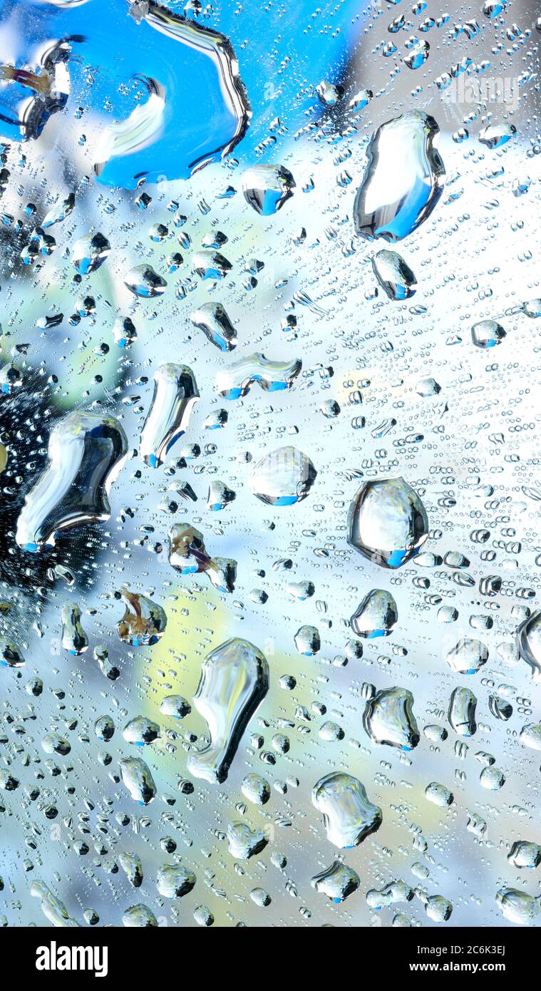 Colour infused water droplets, bubbles, natural environmental portrait ...