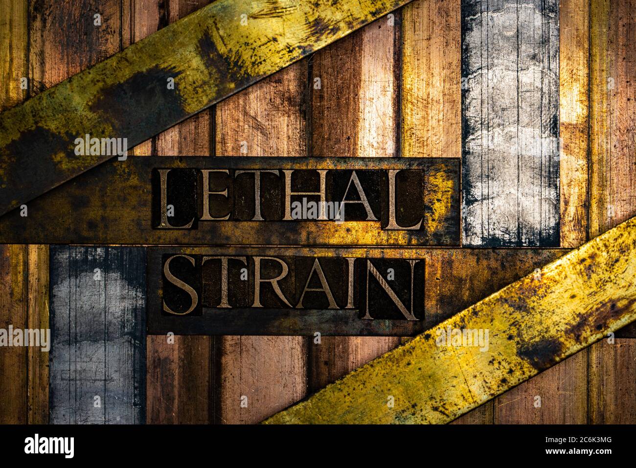 Lethal Strain text formed with real authentic typeset letters on ...