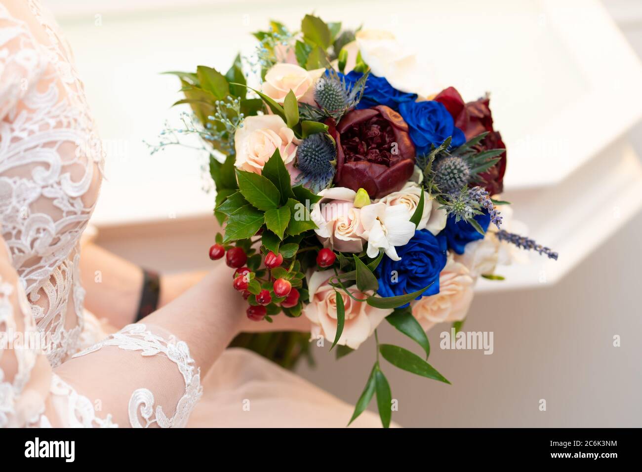 Decorative bouquet of fresh flowers for the bride during the wedding ...