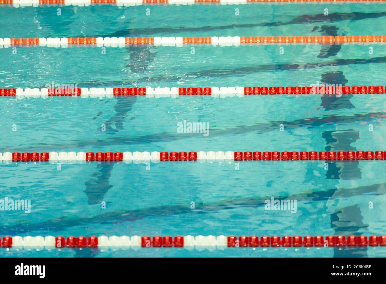 Red and white swim lane lines in a crisp pool Stock Photo - Alamy