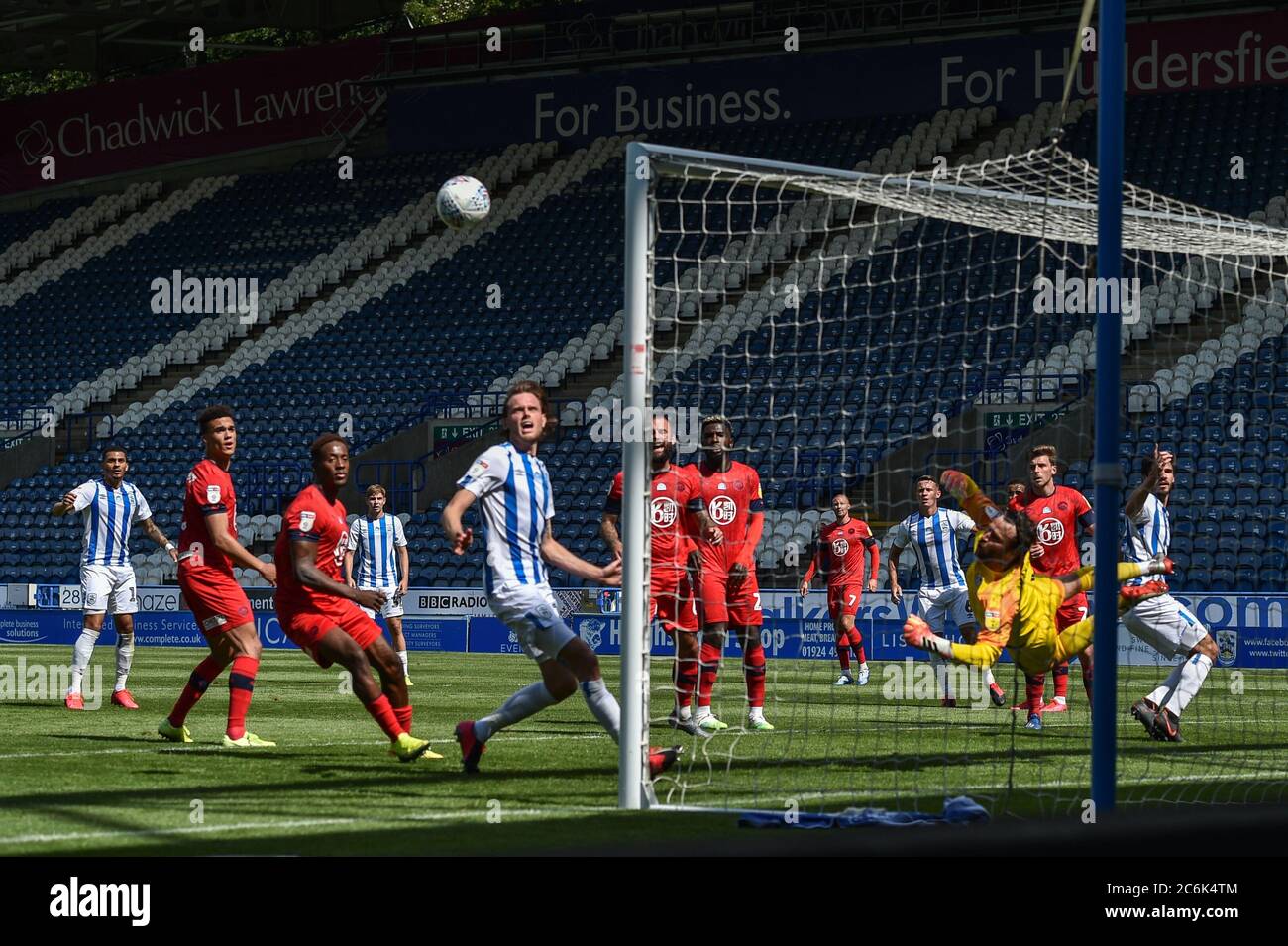 Christopher Schindler (26) of Huddersfield Town shoots goal wards only ...